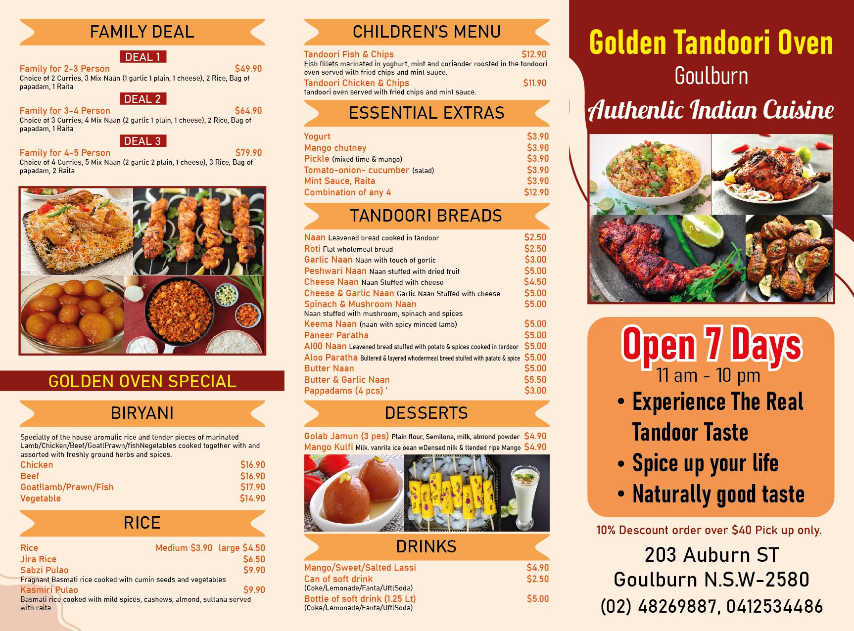 Golden Tandoori Oven | Menu